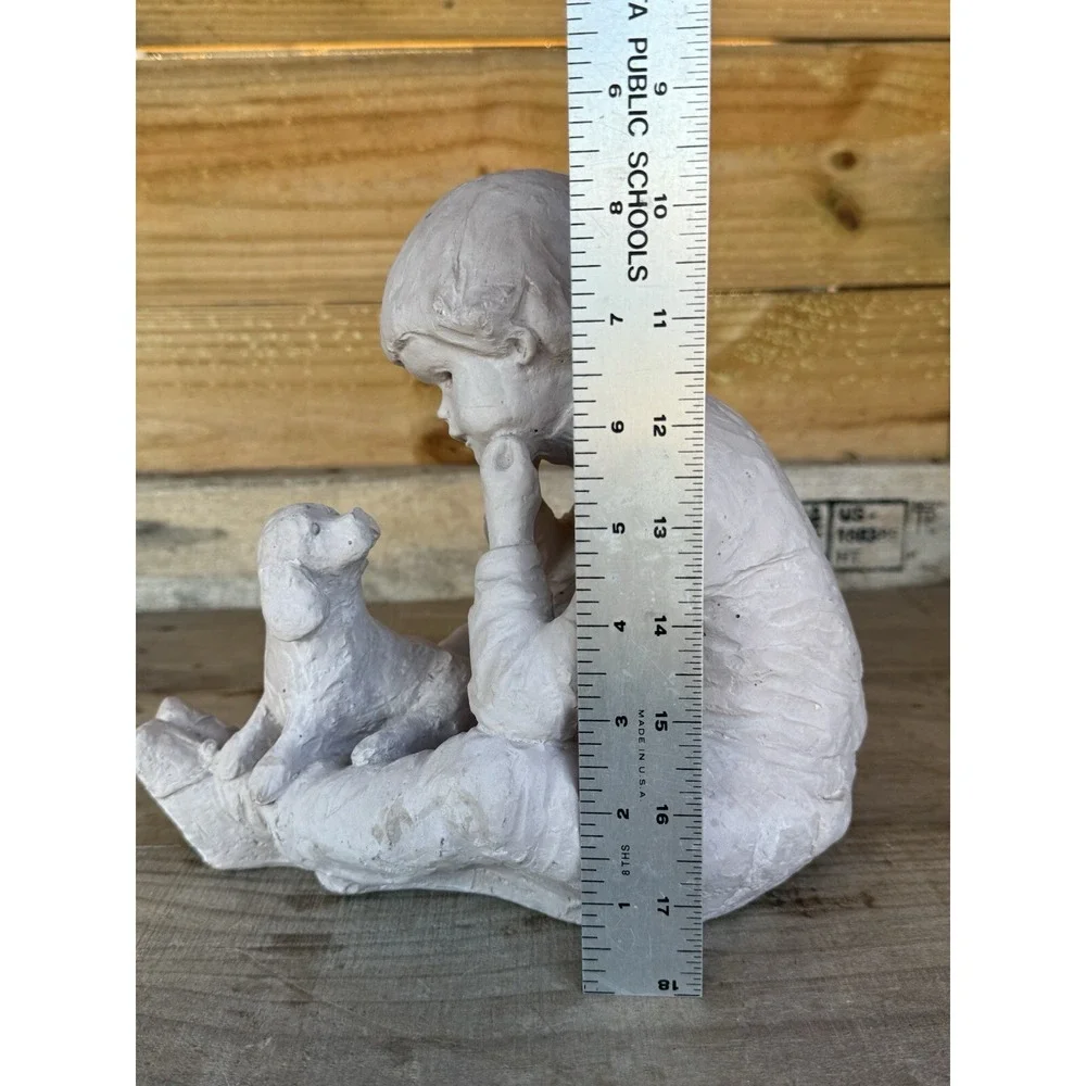 Art | 1983 Austin Sculpture Boy Looking At Dog Bright Eyes By Dee ...
